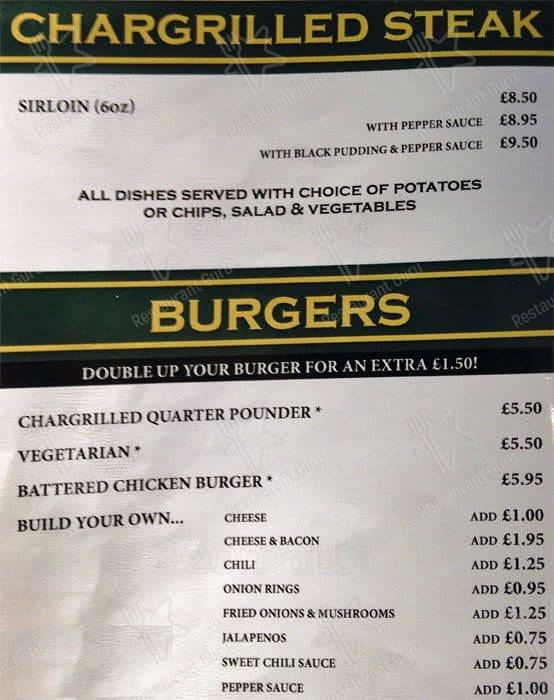 Menu at Blane Valley pub & bar, Glasgow