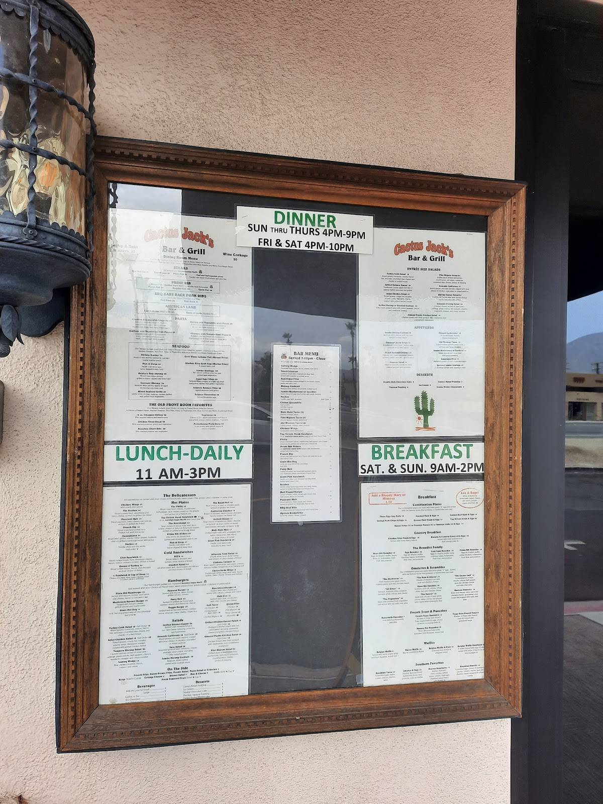 Menu at Cactus Jack's Bar & Grill, Palm Desert