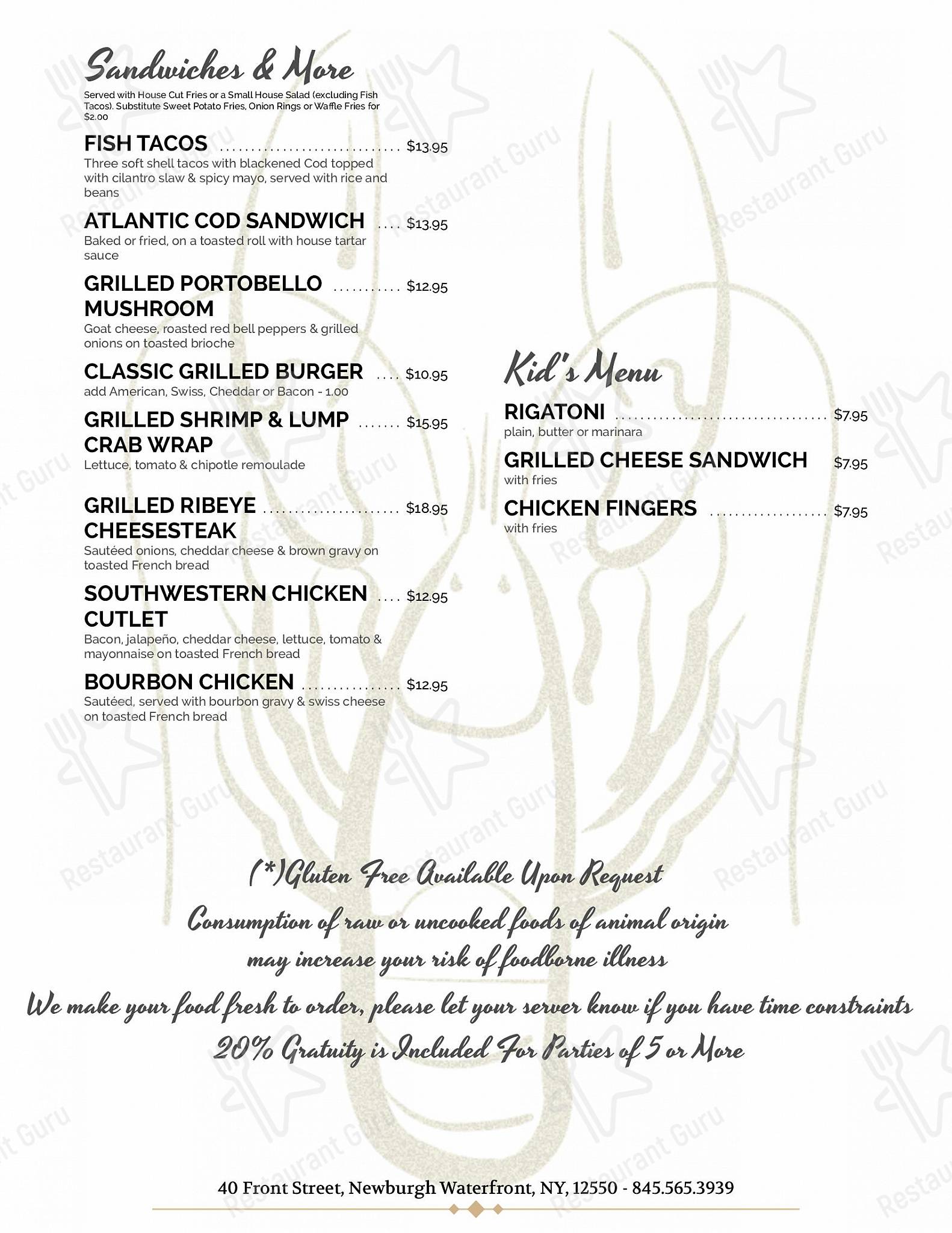 Menu at Captain Jake's Restaurant, Newburgh