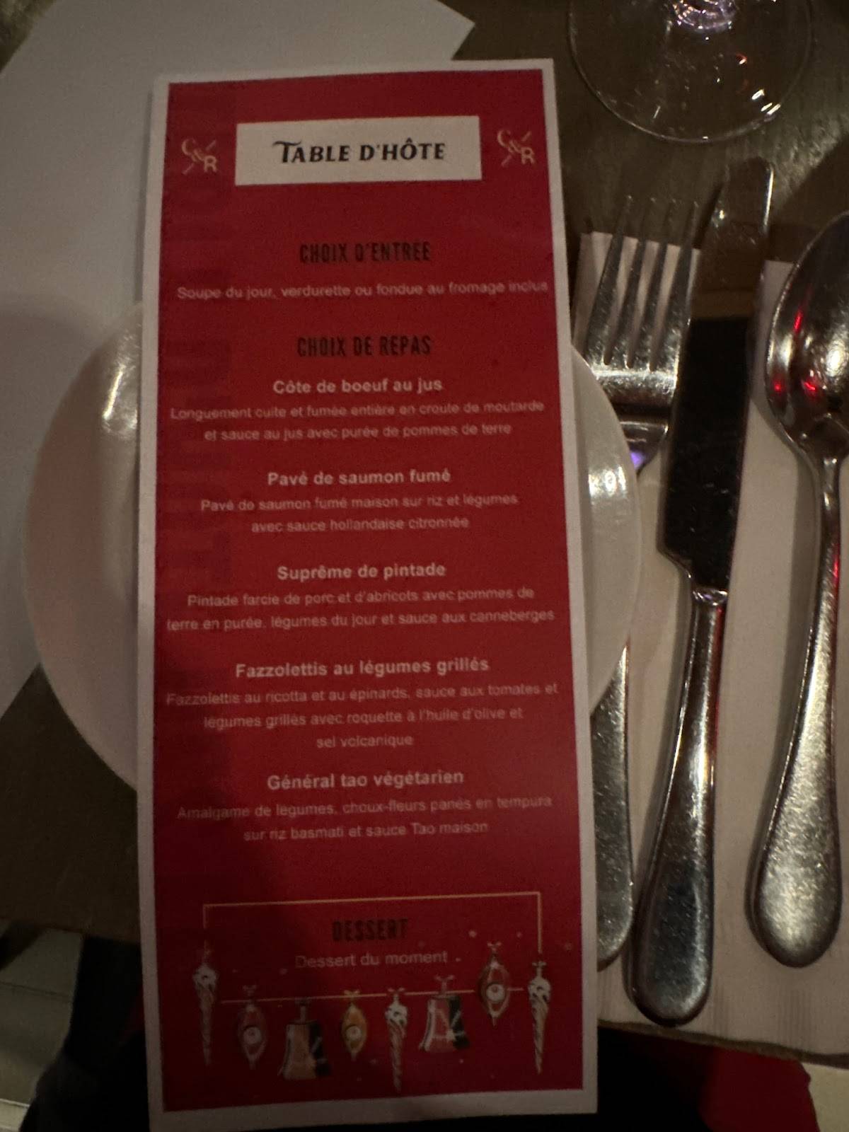 Menu au Cecile et Ramone restaurant, Québec, Pierre-Bertrand Blvd