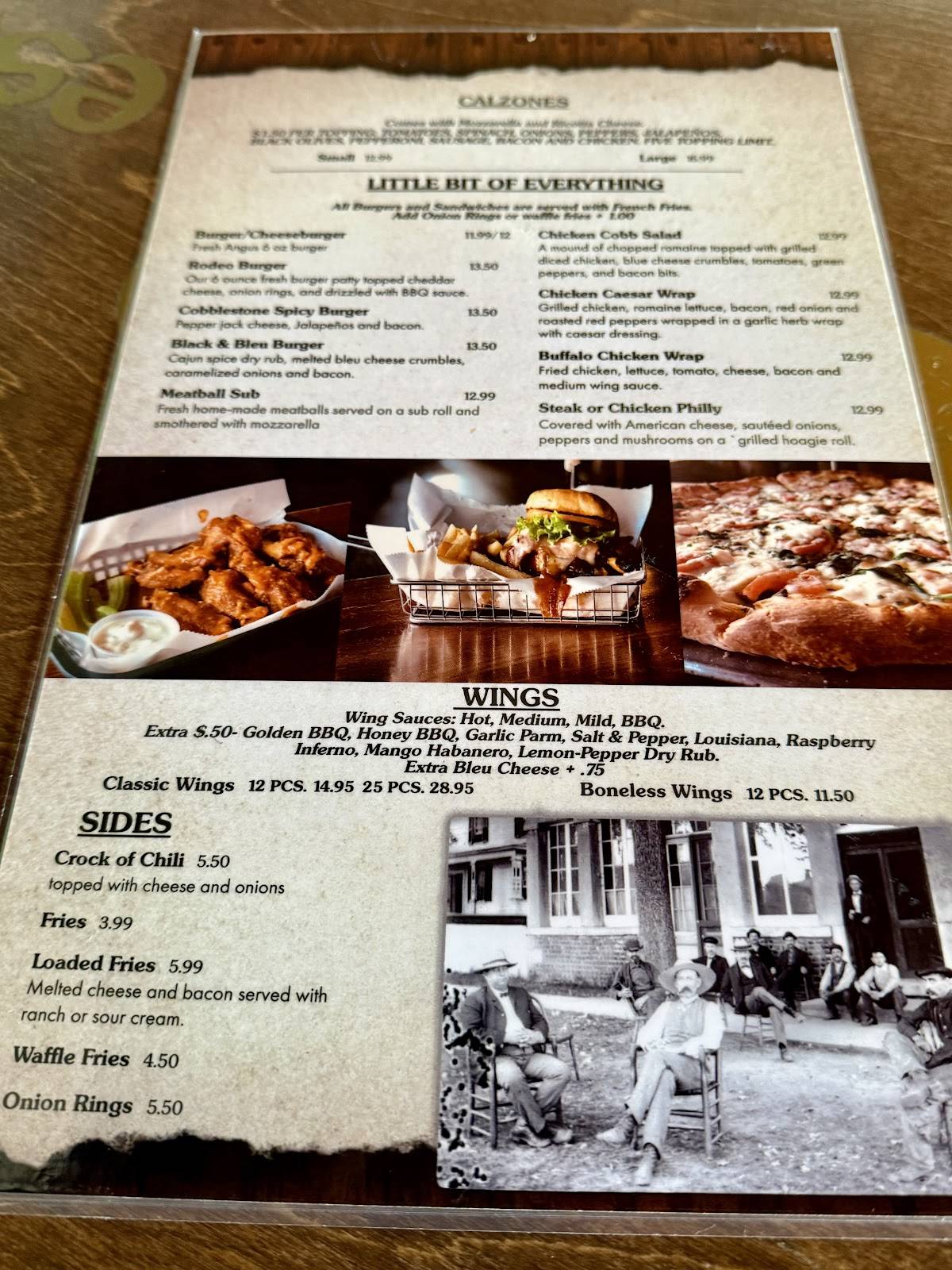 Menu at Cobblestone Ale House pub & bar, Liverpool