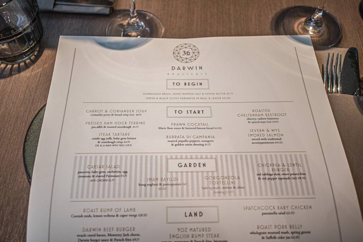Menu at Darwin Brasserie pub & bar, London, Level 36