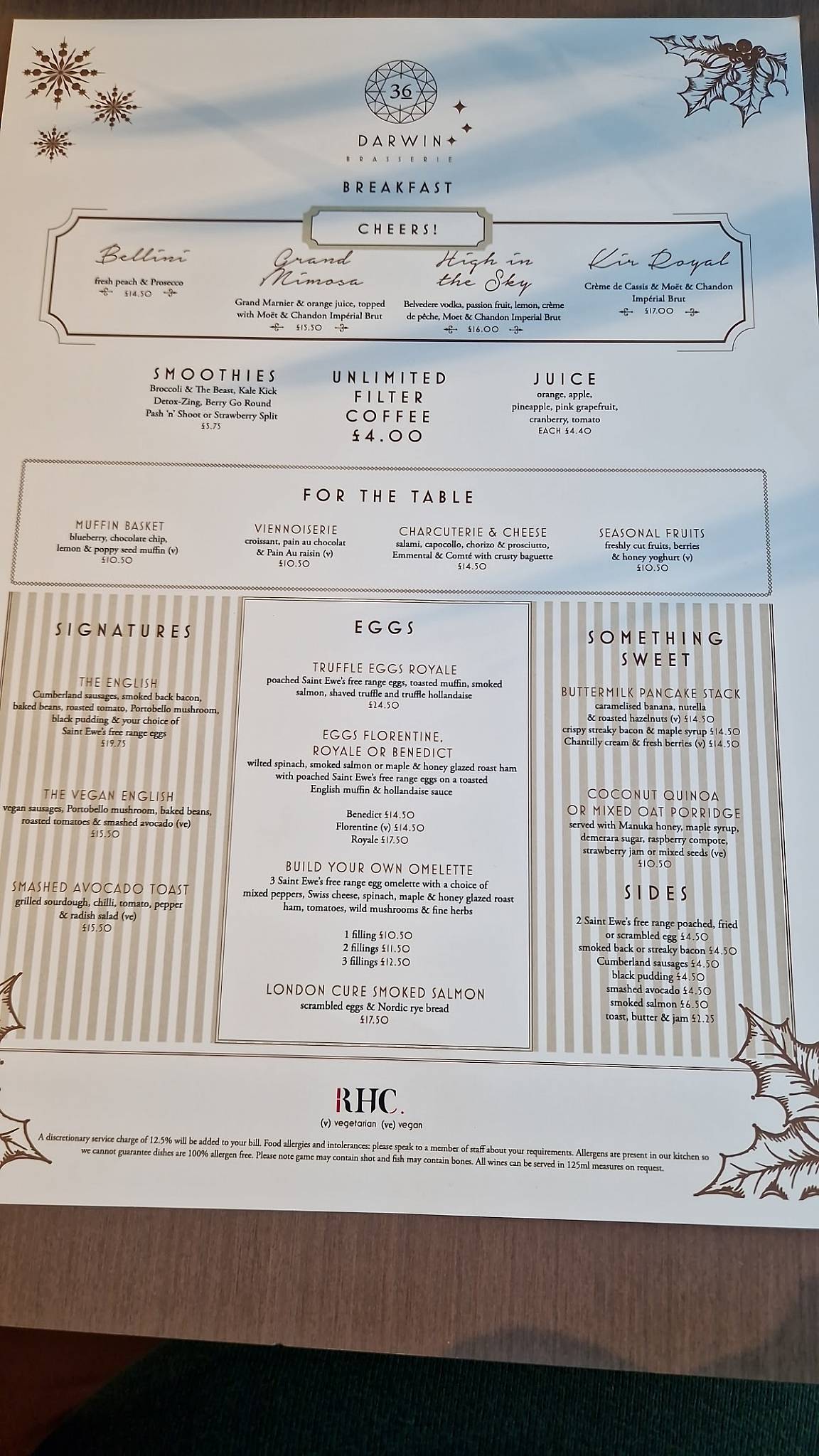 Menu at Darwin Brasserie pub & bar, London, Level 36