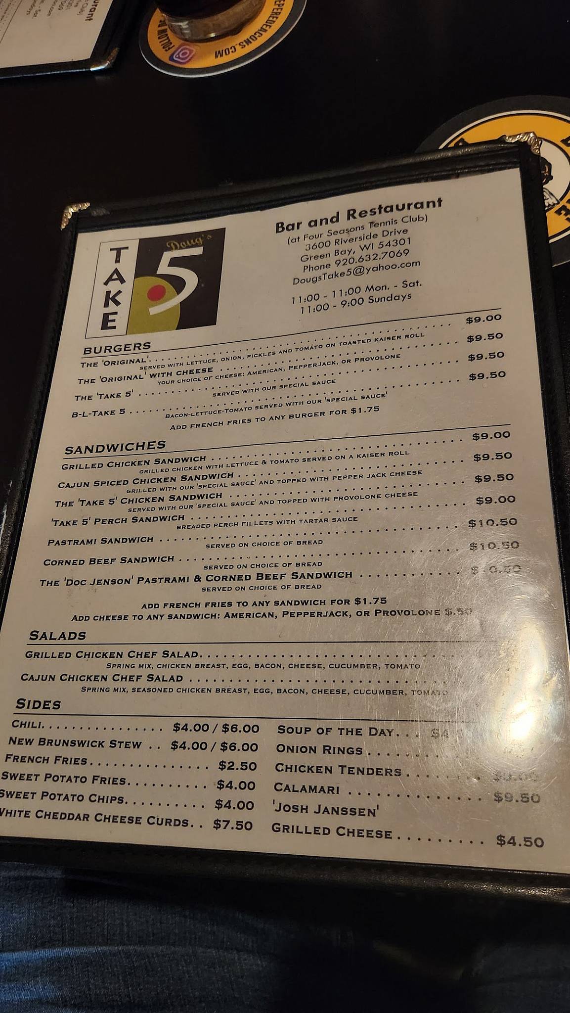 Menu at Doug's Take 5 Restaurant at Four Seasons, Green Bay