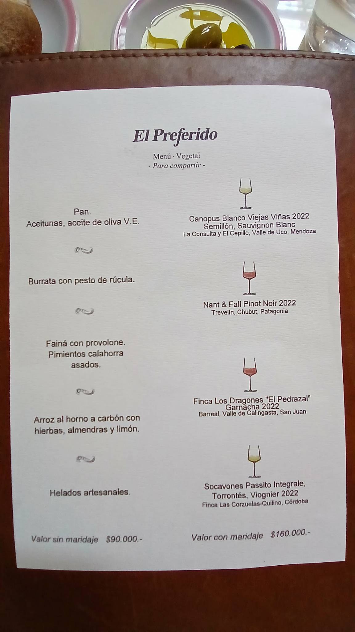Carta del pub y bar El Preferido del Palermo, Buenos Aires