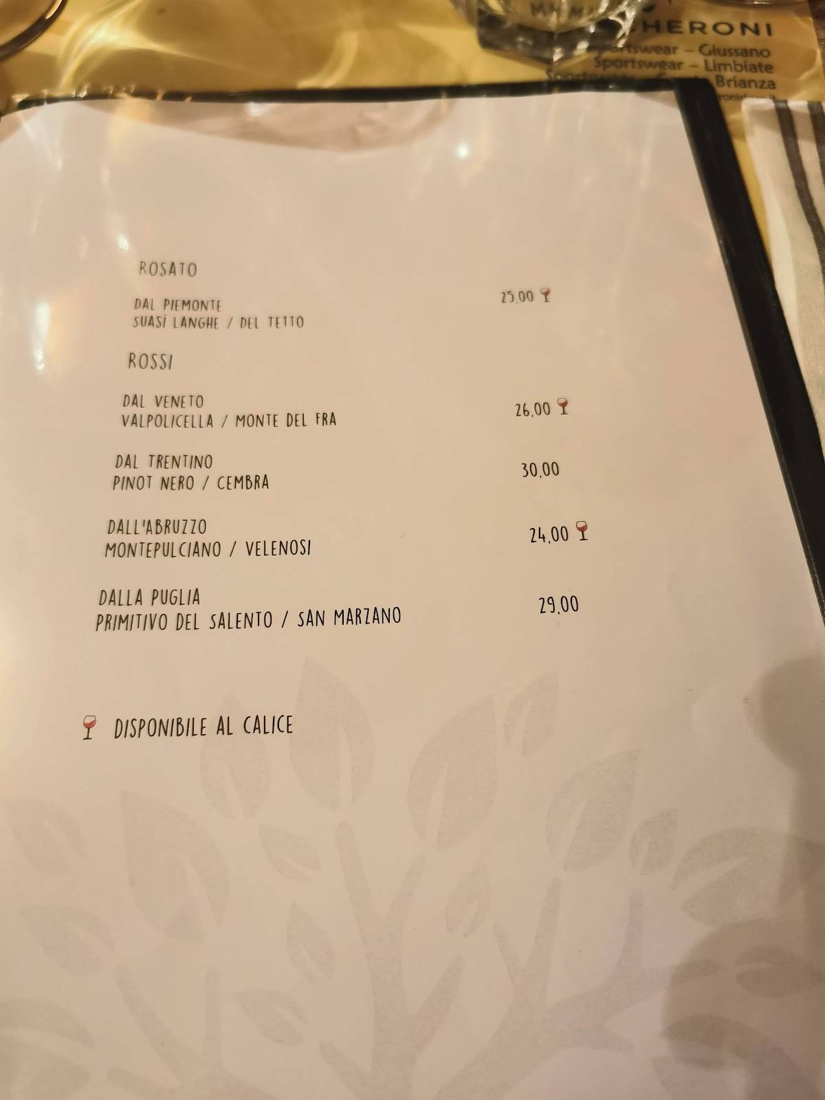Menu da Ficus pub & bar, Giussano