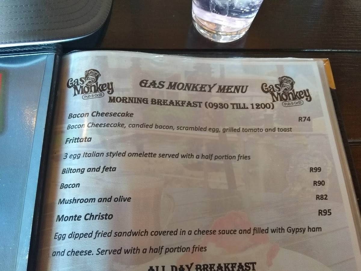 Menu at Gas Monkey Pub & Grill Vanderbijlpark, Vanderbijlpark