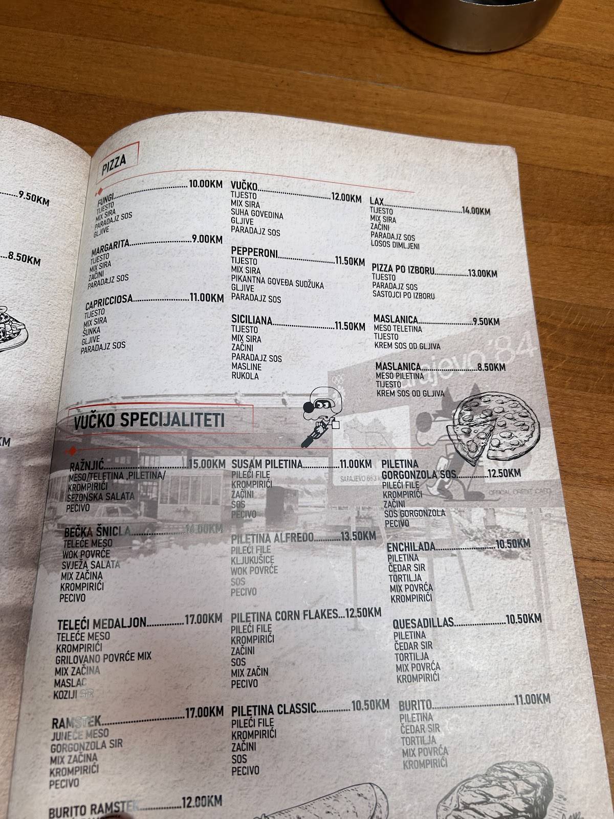 Menu at Gastro Pub Vučko, Sarajevo