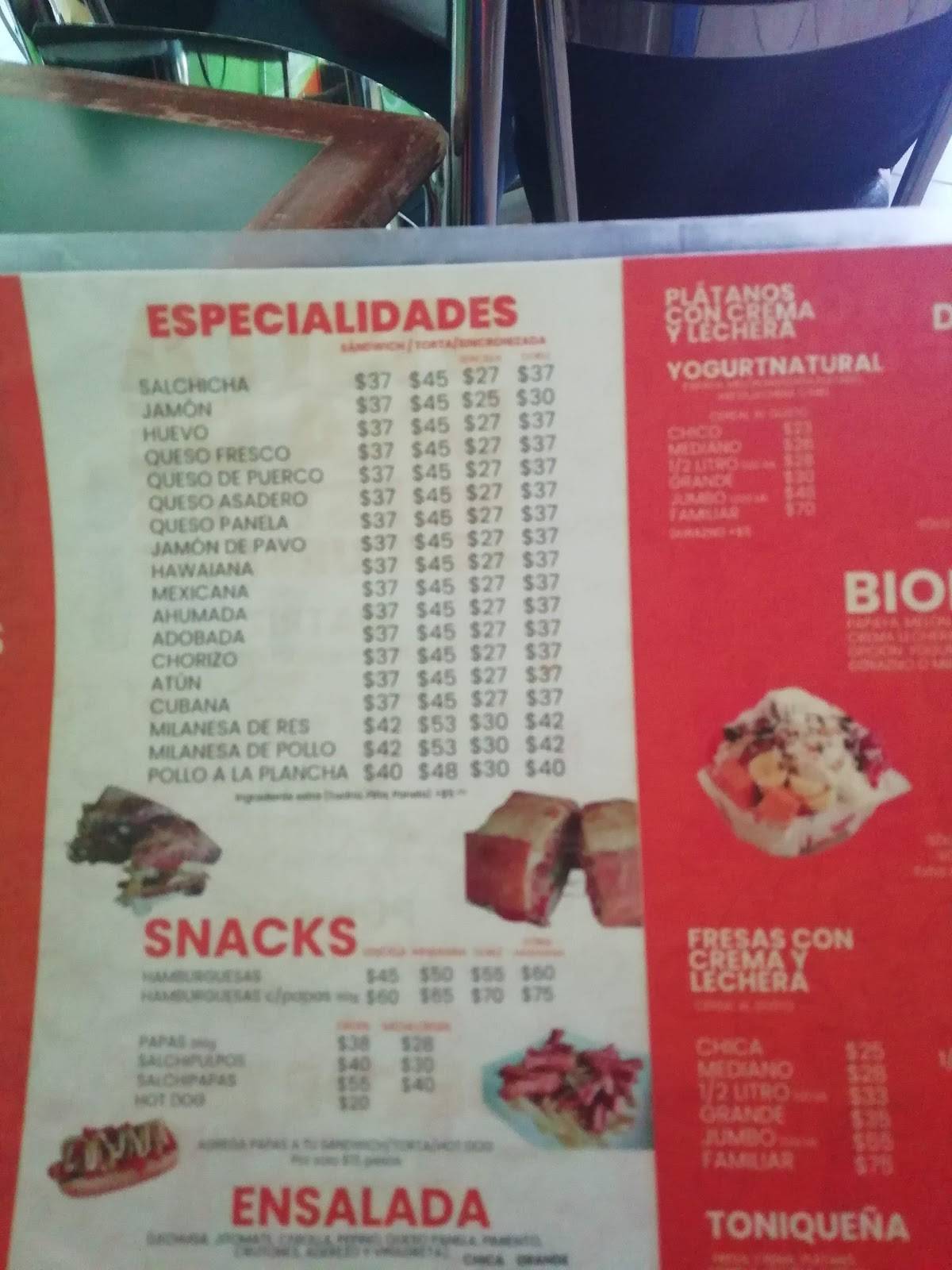 Carta del pub y bar Jugos Y Chocos Tony, Aguascalientes, Aguascalientes ...