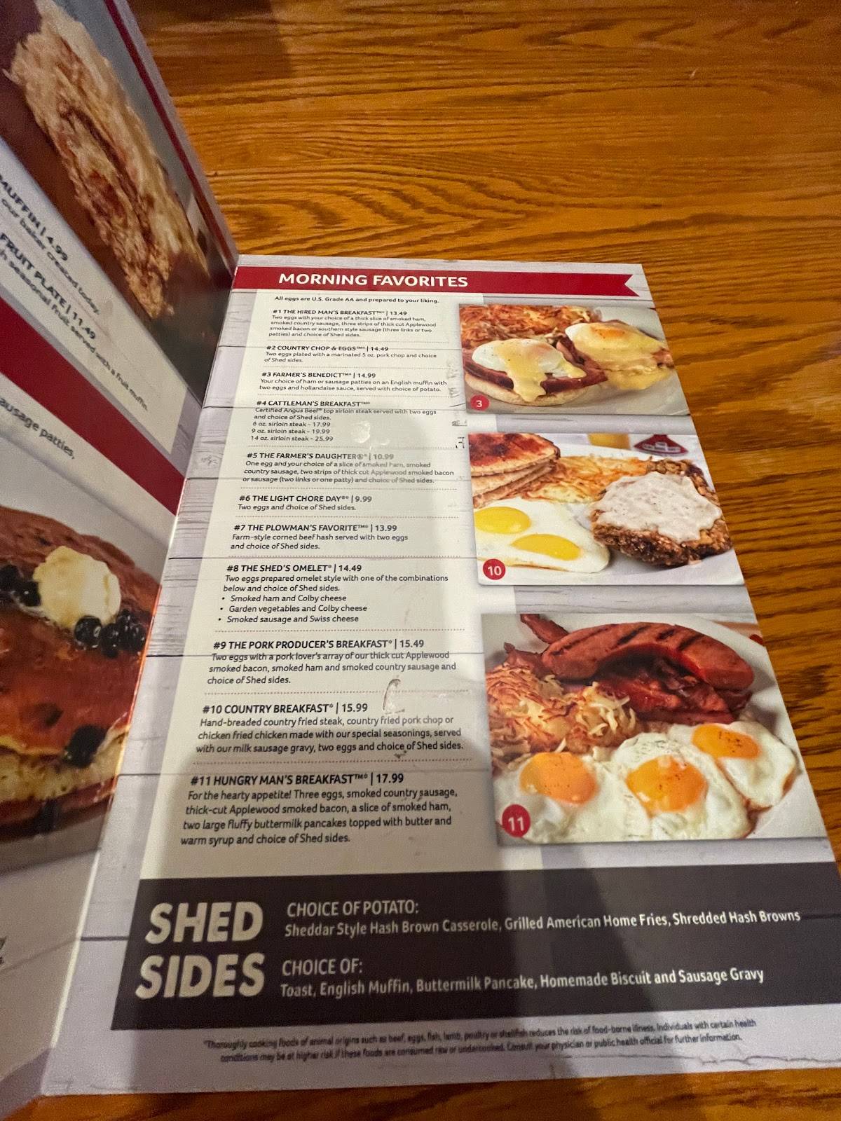 Menu at Machine Shed Restaurant, Rockford
