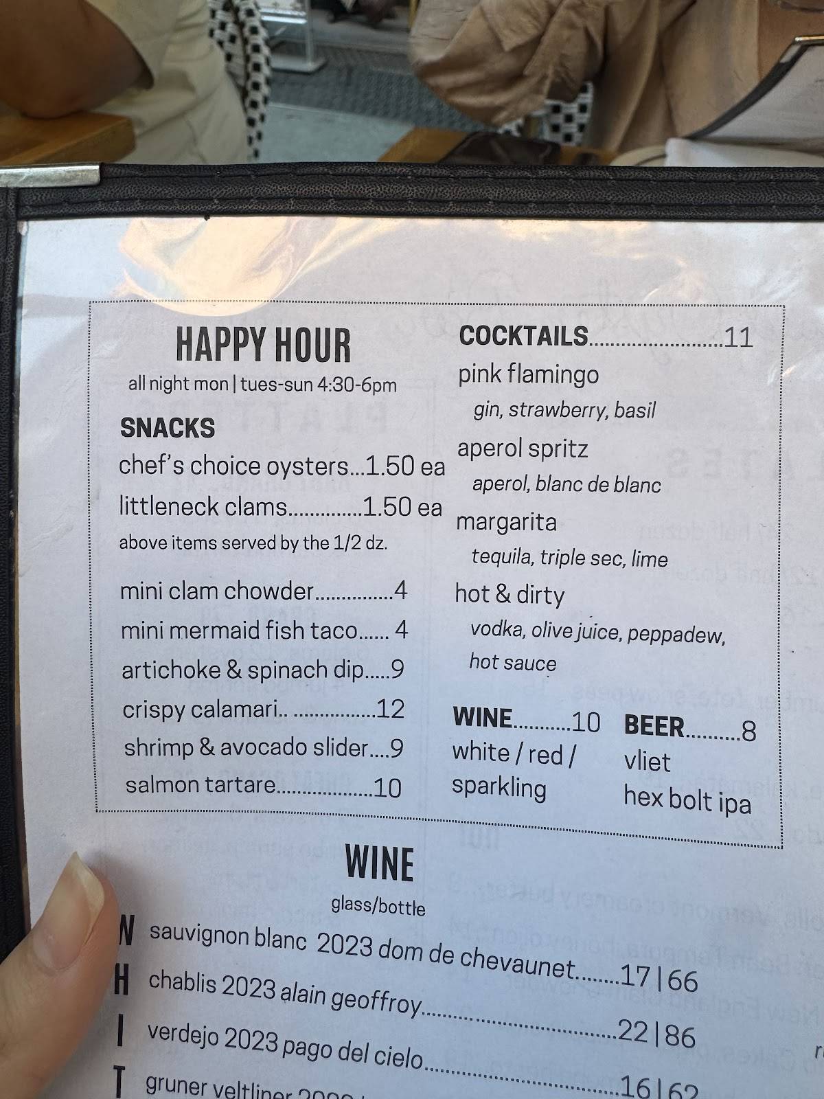 Menu at Mermaid Oyster Bar, New York City