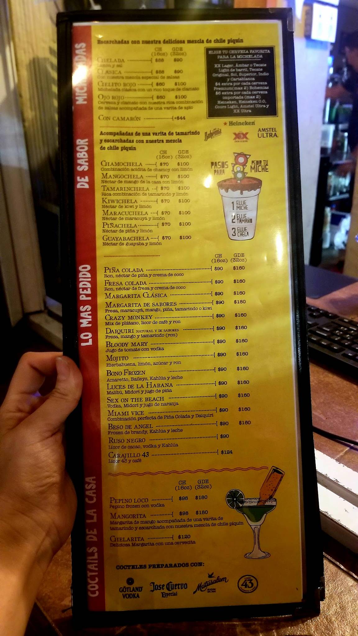 Carta del pub y bar Las Micheladas del Semáforo, Puerto Morelos, Carr ...