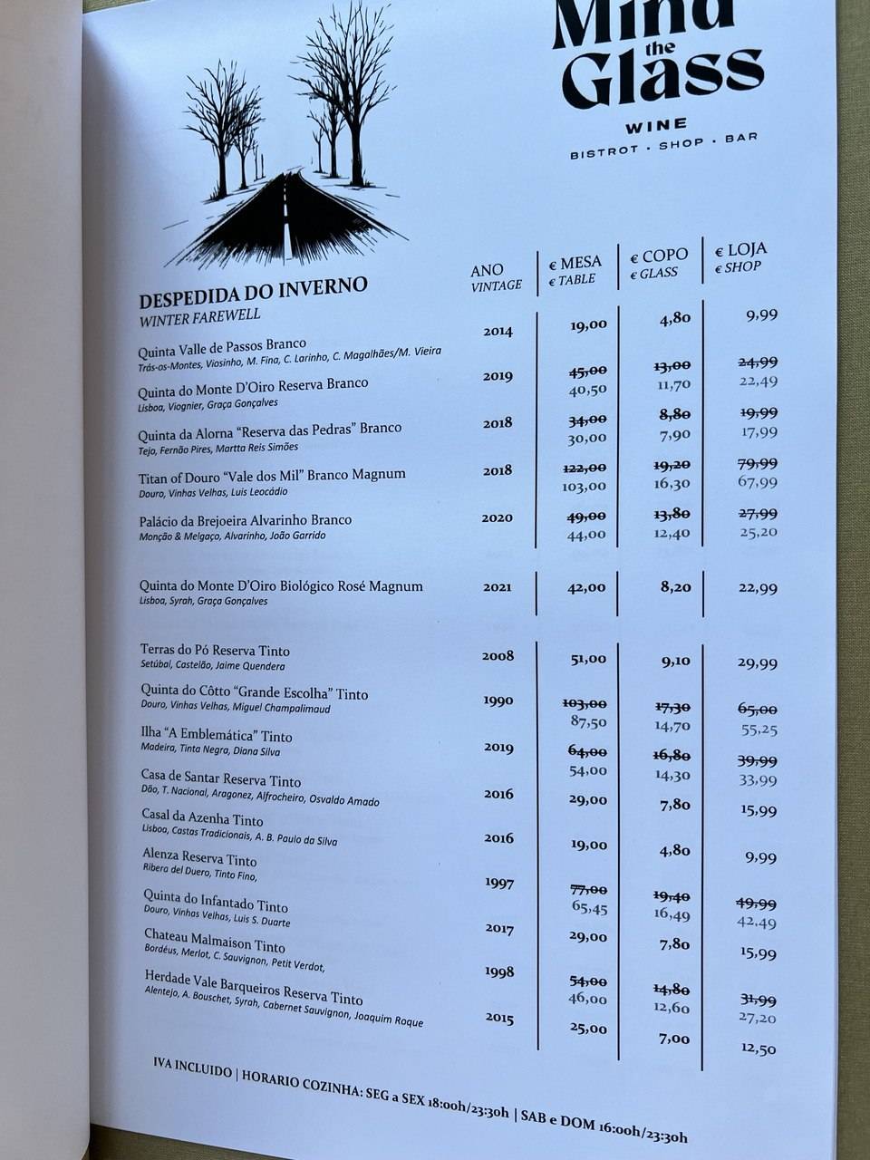 Menu em Mind the Glass pub & Bar, Porto