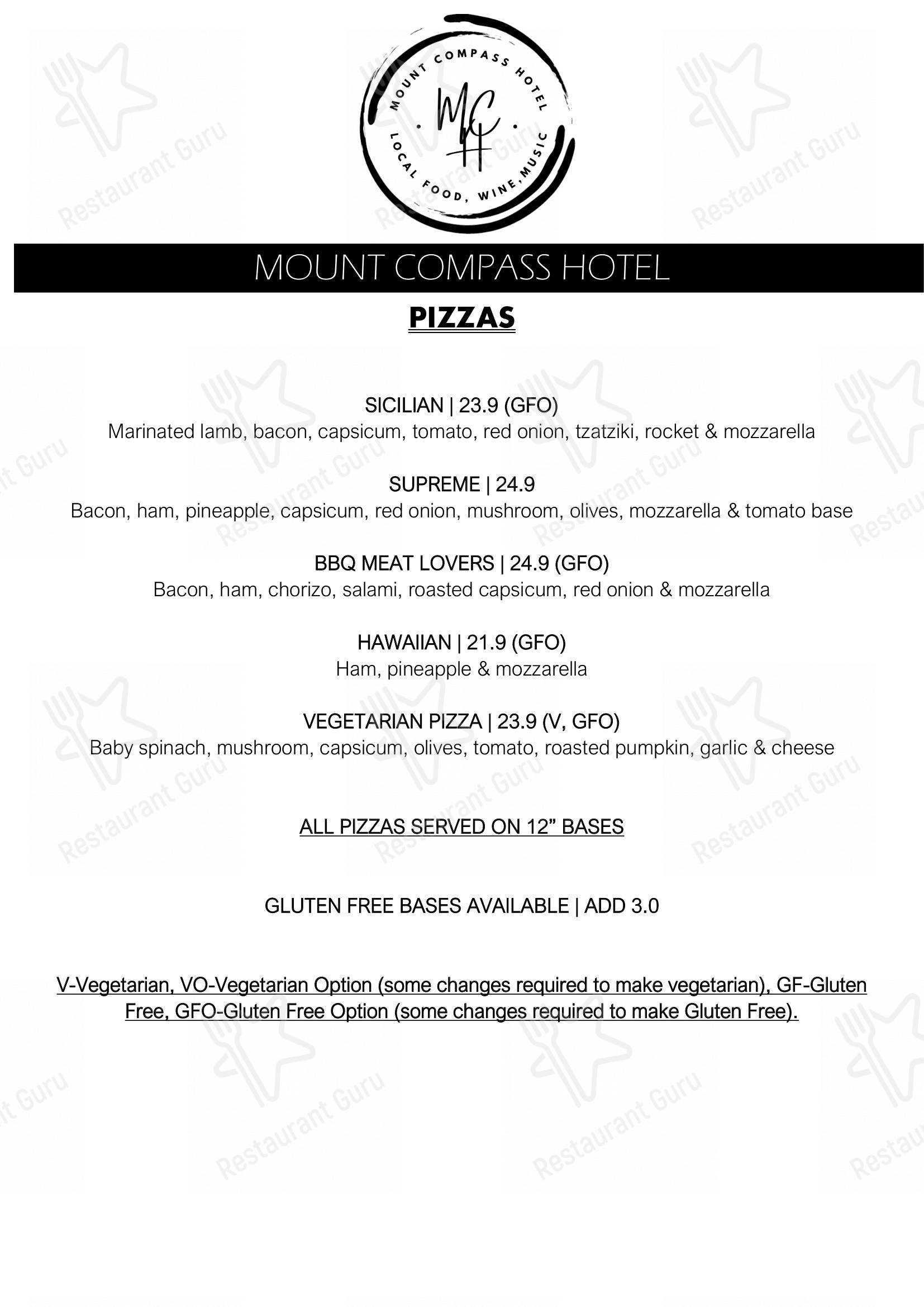 Menu at Mount Compass Hotel pub & bar, Mount Compass