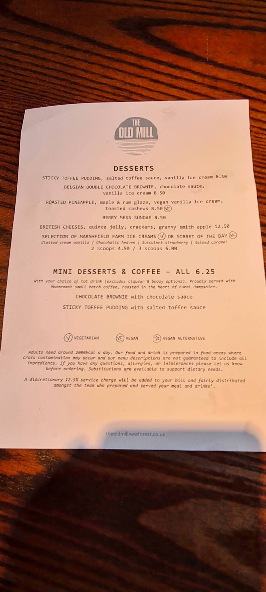 Menu at Old Mill Pub & Dining, Lymington
