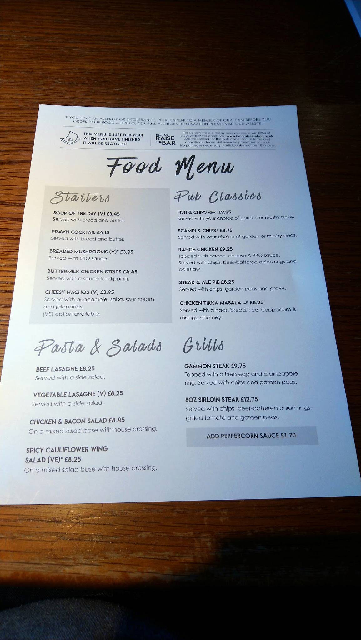 Menu at Park House pub & bar, Kettering