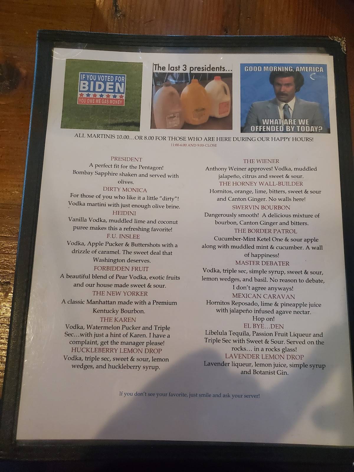 Menu at Pentagon Bistro & Martini Bar, Liberty Lake