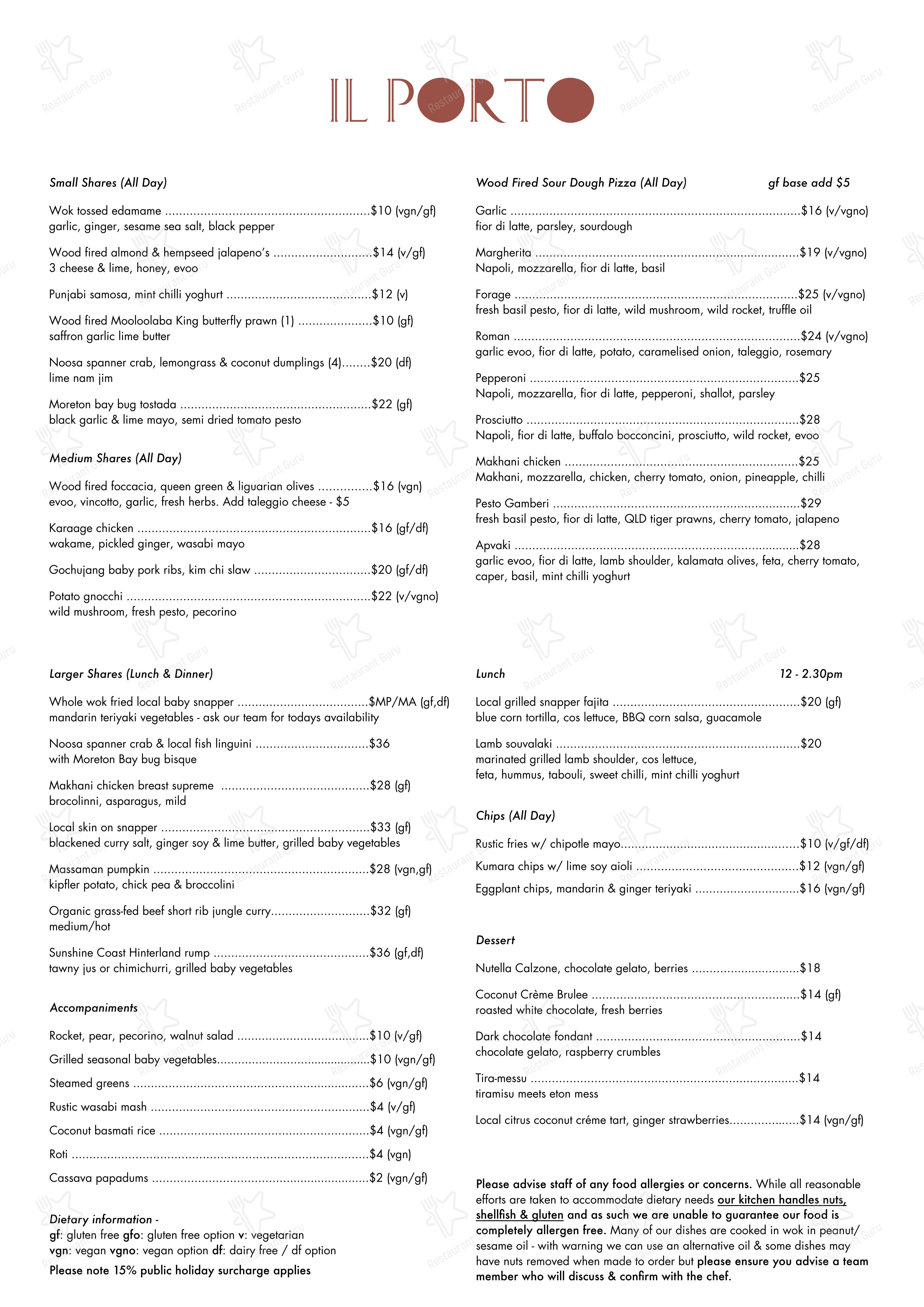 Menu at Peregian Beach Hotel pub & bar, Peregian Beach