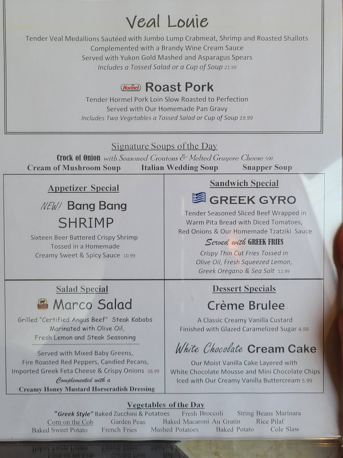 Menu at Ponzio's Diner-Bakery-Bar, Cherry Hill