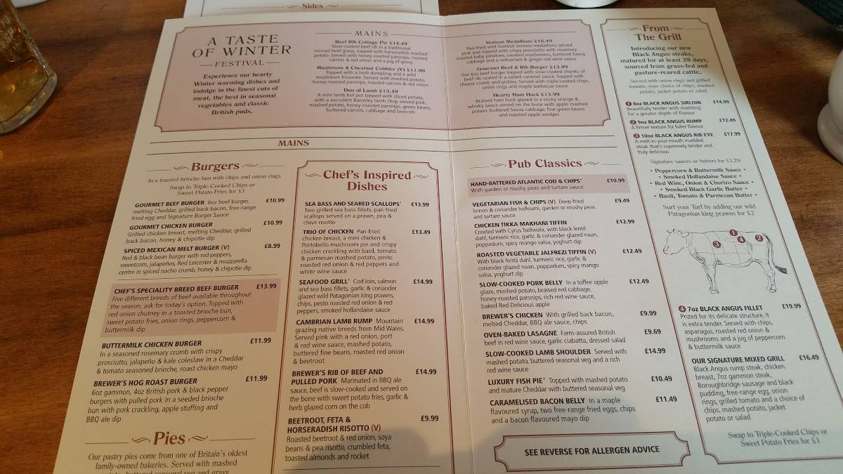 Menu at The Prince of Wales pub & bar, Esher, 48 W End Ln