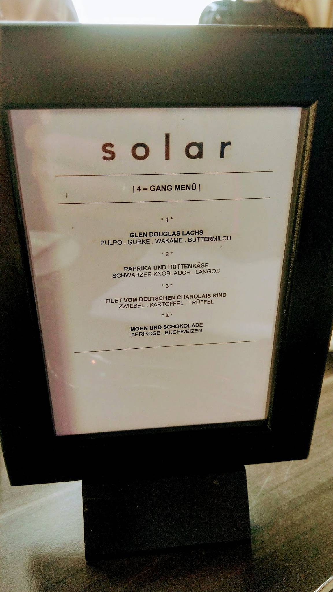 Menu au SOLAR Sky-Bar Restaurant Lounge, Berlin