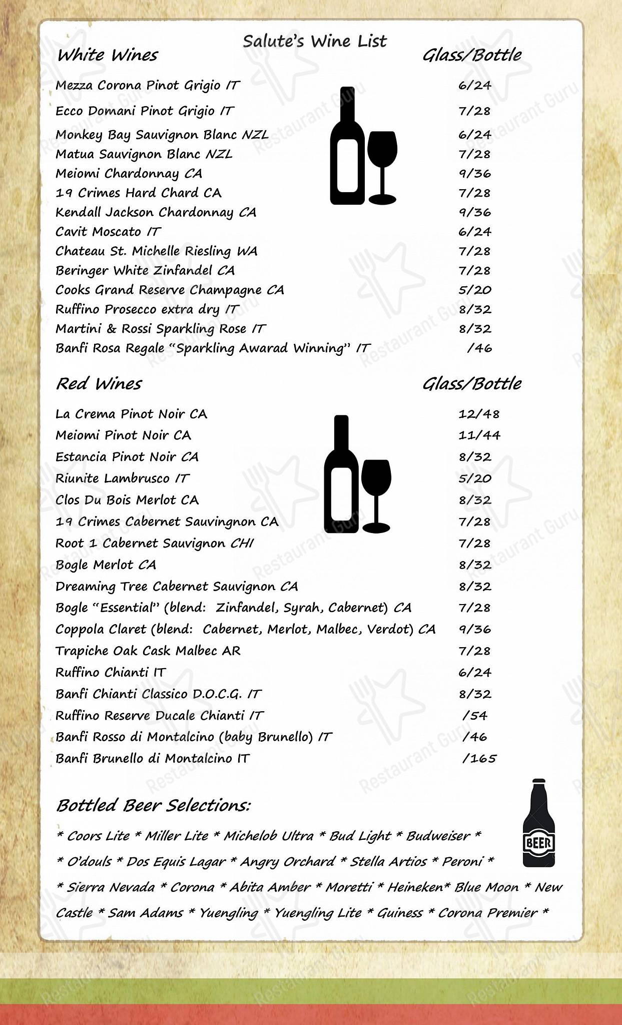Menu at Salute Italian Restaurant, Gulfport