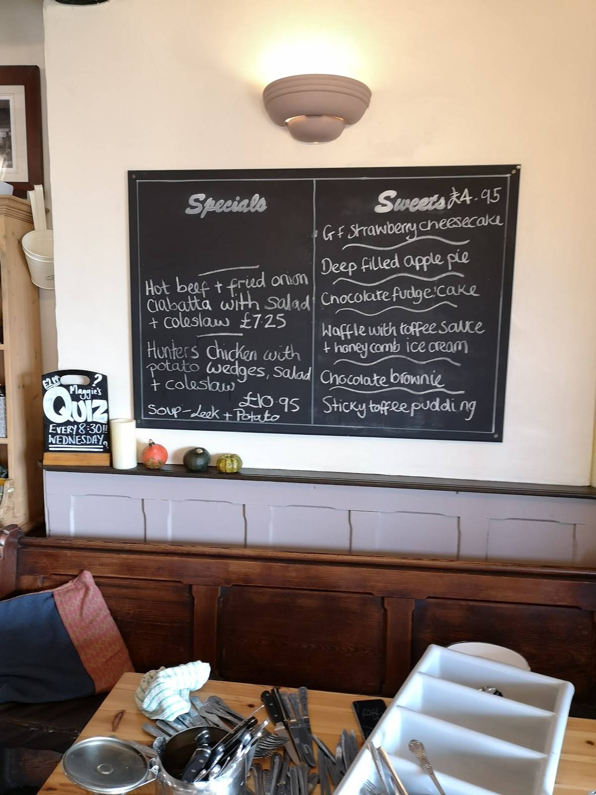 Menu at Sun Trevor pub & bar, Llangollen
