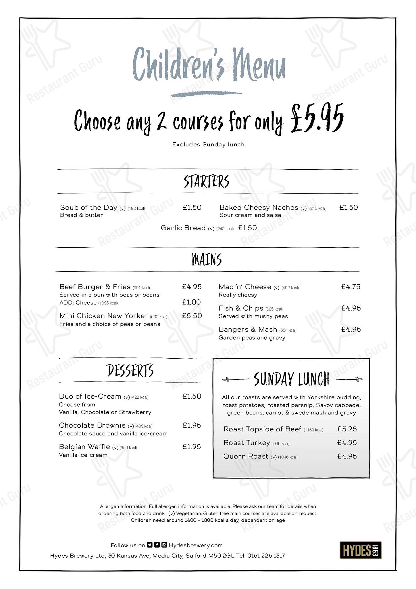 Menu at The Horse & Farrier pub & bar, Cheadle, 144 Gatley Rd
