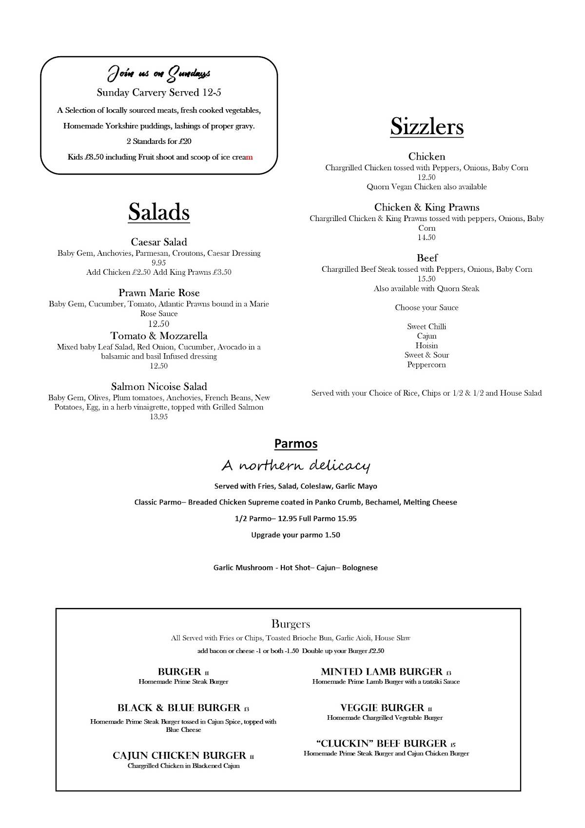 Menu at The Red Alligator pub & bar, Bishop Auckland