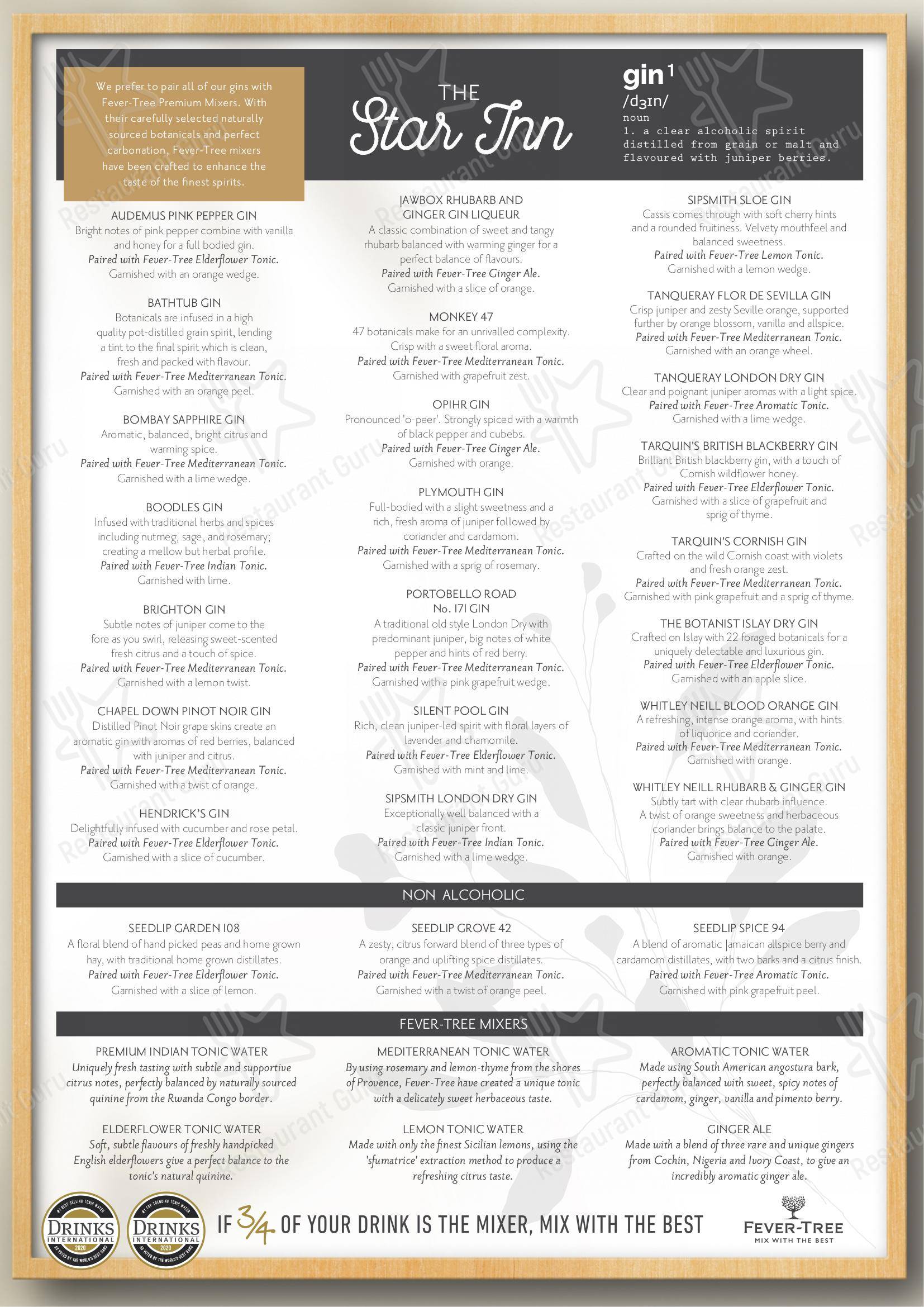 Menu at The Star Inn pub & bar, Lingfield