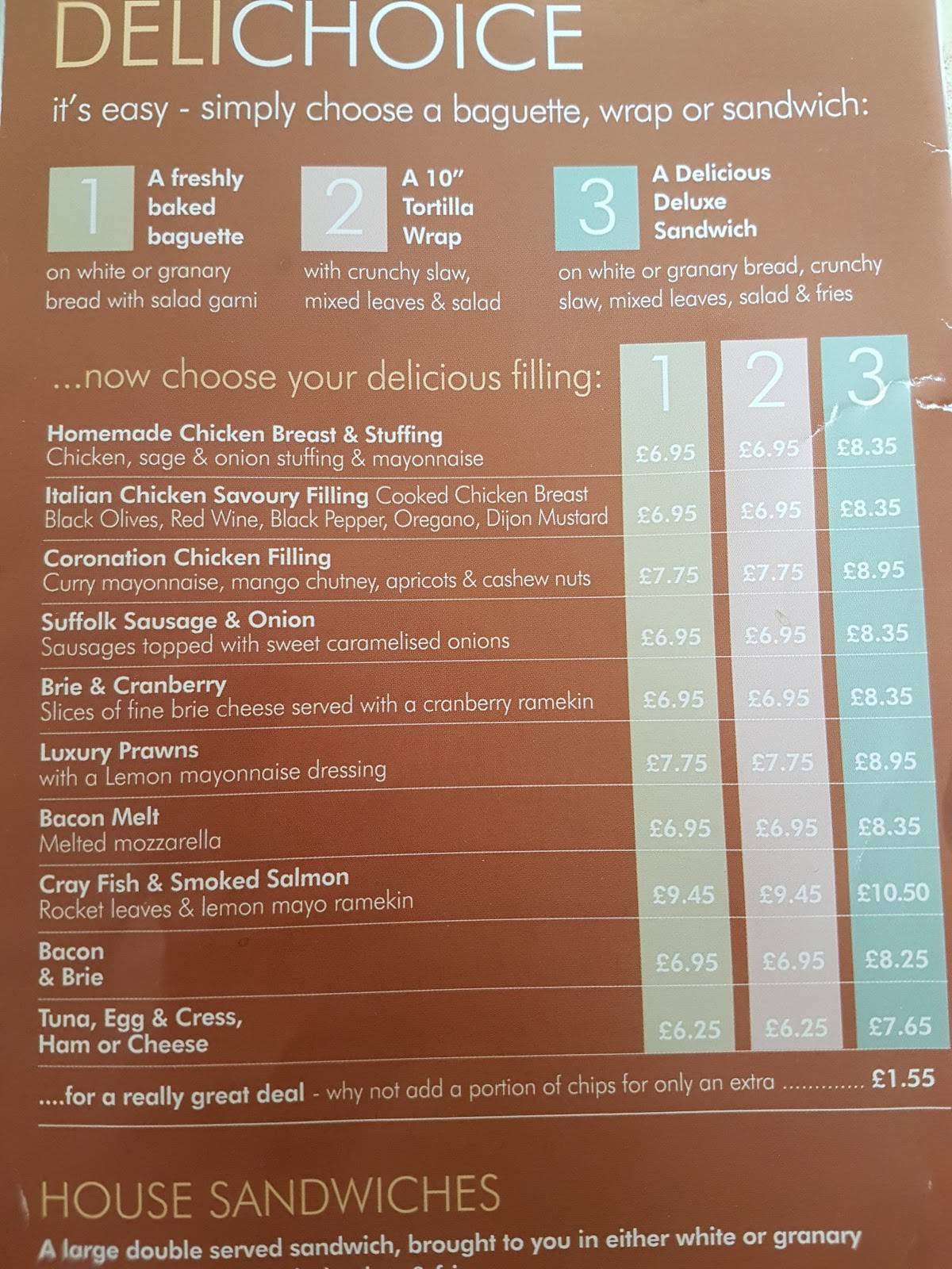 Menu at The Thatch restaurant, Lowestoft