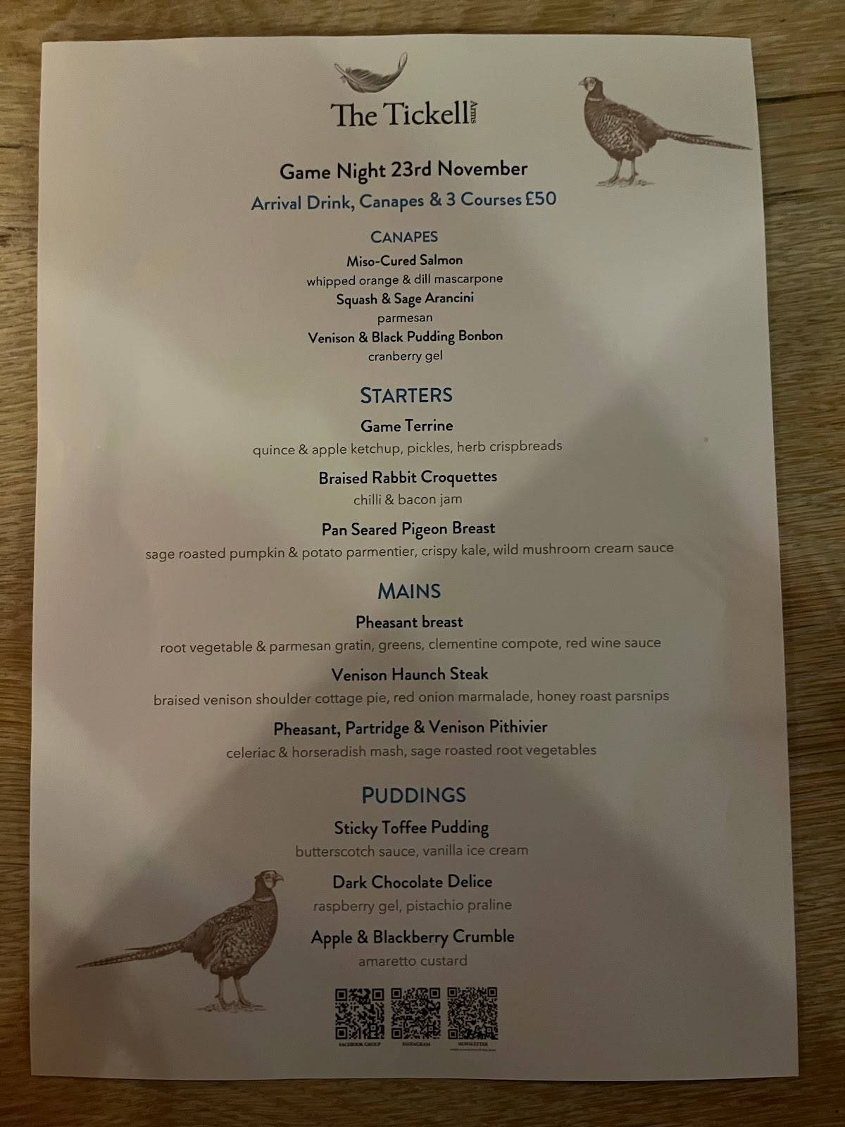 Menu at The Tickell Arms pub & bar, Whittlesford