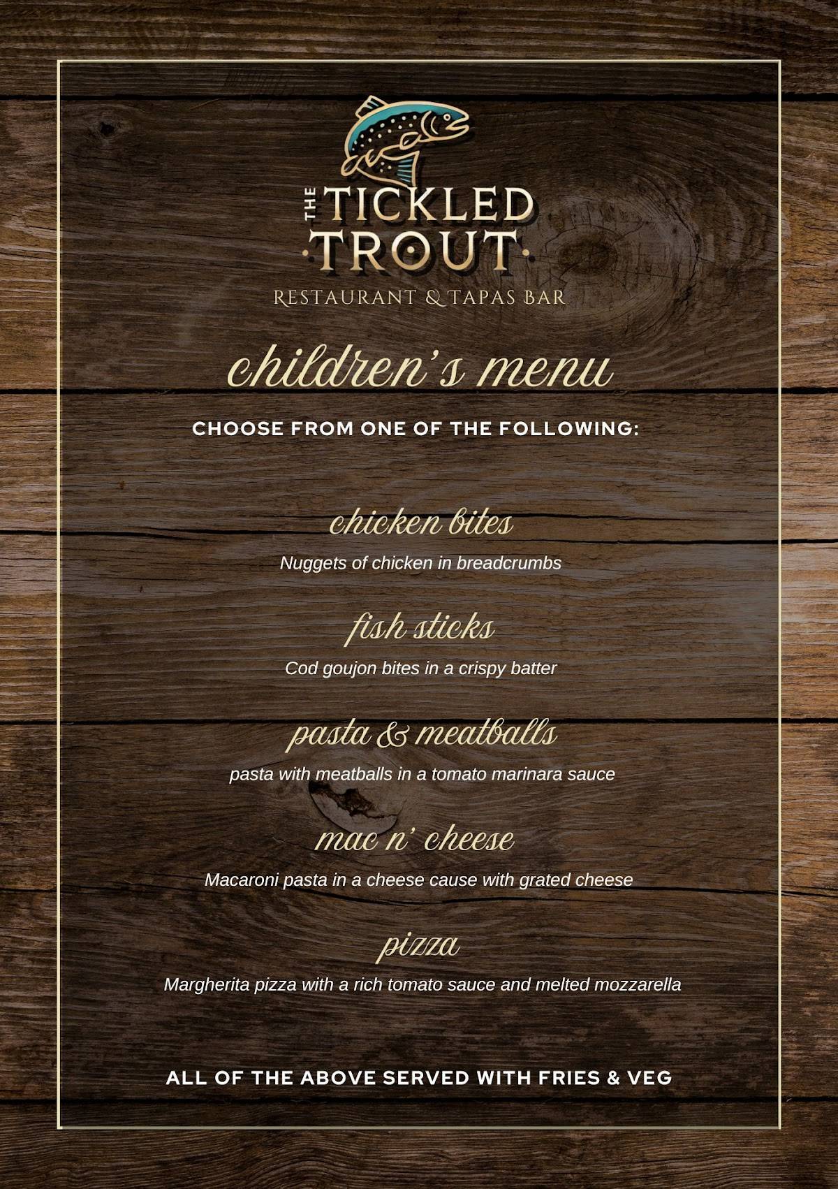 Menu at The Tickled Trout Newport pub & bar, Newport