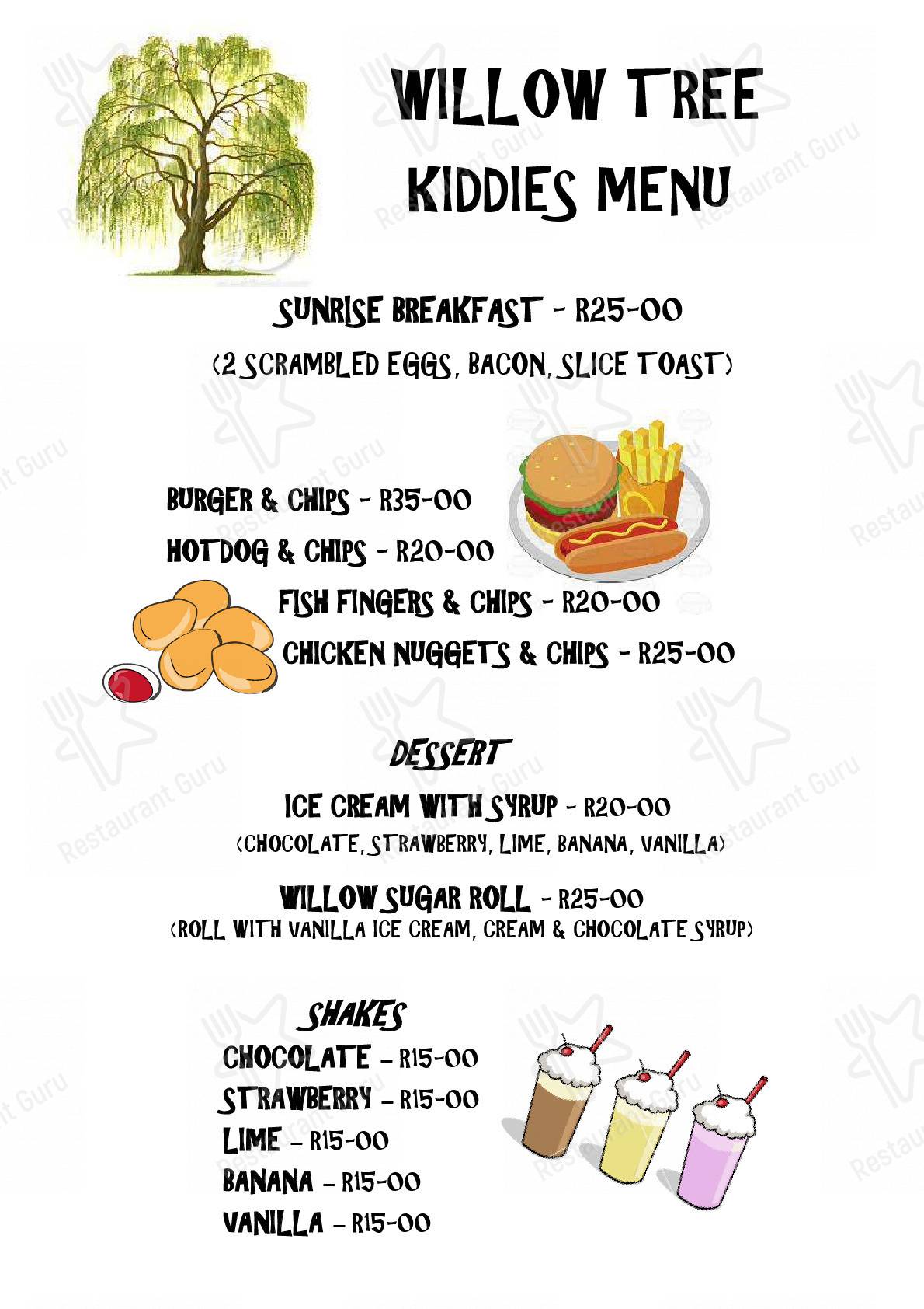 Menu at The Willow Tree Pub & Grill, Akasia