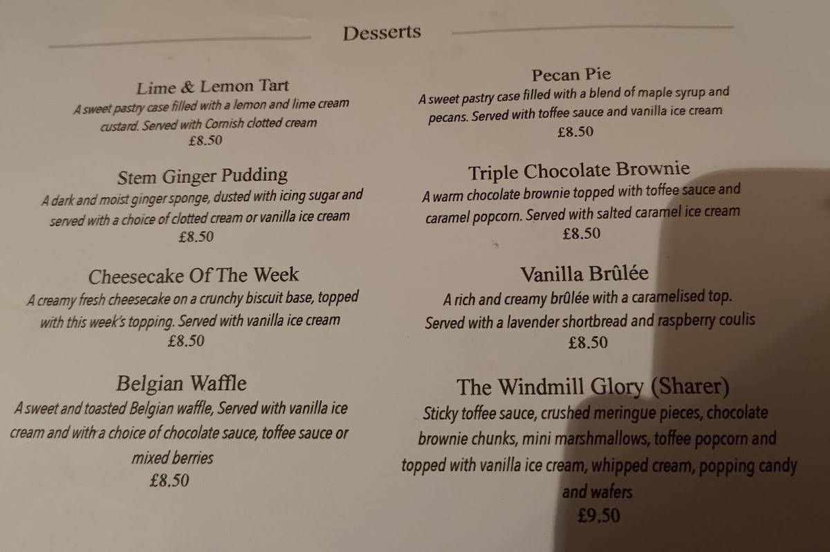 Menu at The Windmill pub & bar, Bluntisham, St Ives Rd
