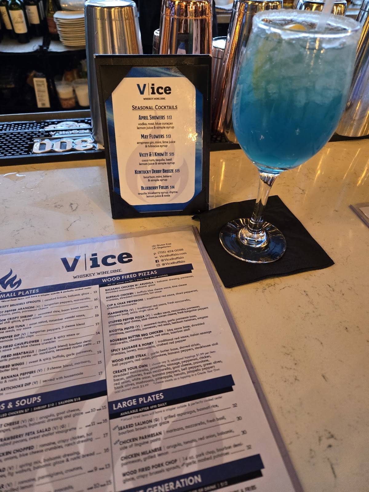 Menu at Vice Restaurant, Buffalo