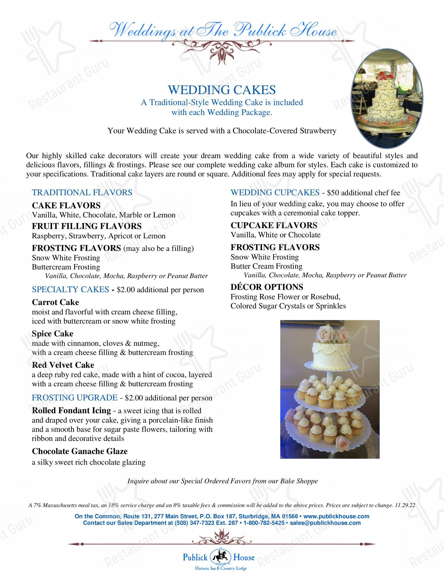 Menu at Publick House Historic Inn, Sturbridge
