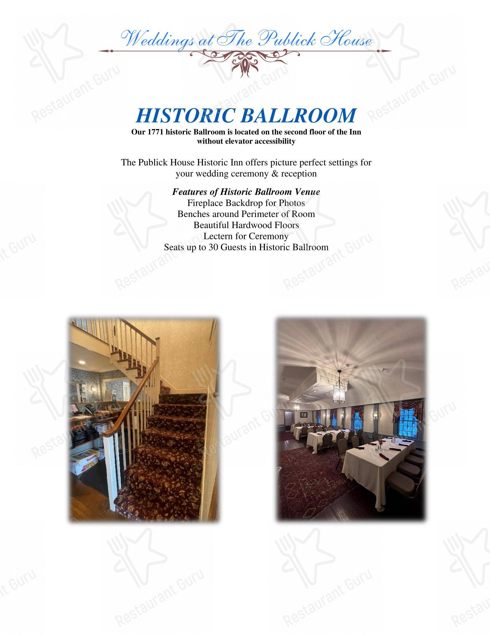 Menu at Publick House Historic Inn, Sturbridge
