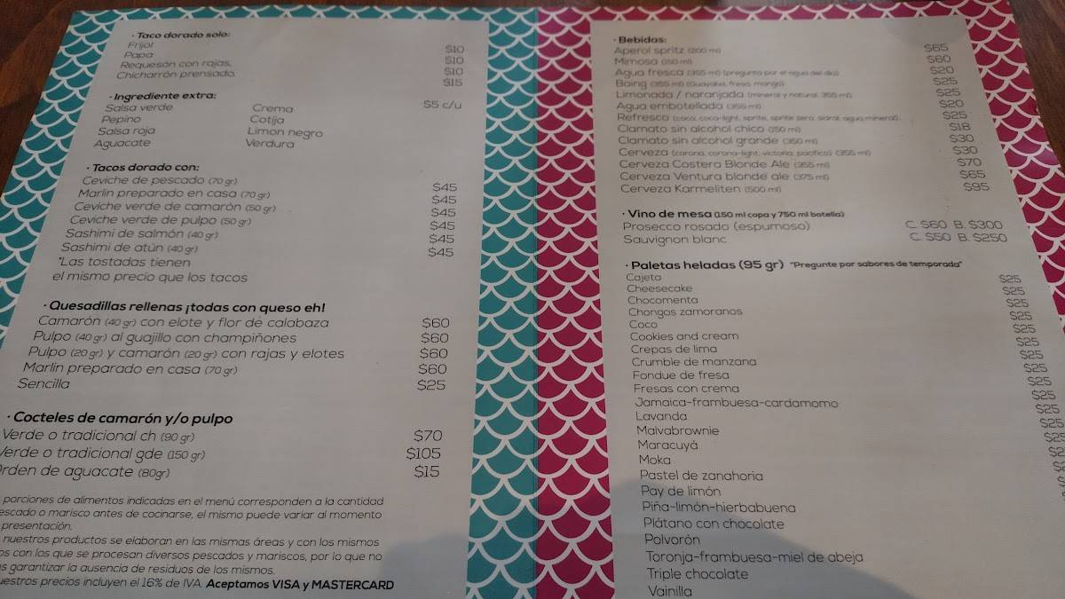 Menu at Puerco espada restaurant, Guadalajara, Av. de las Américas 1659