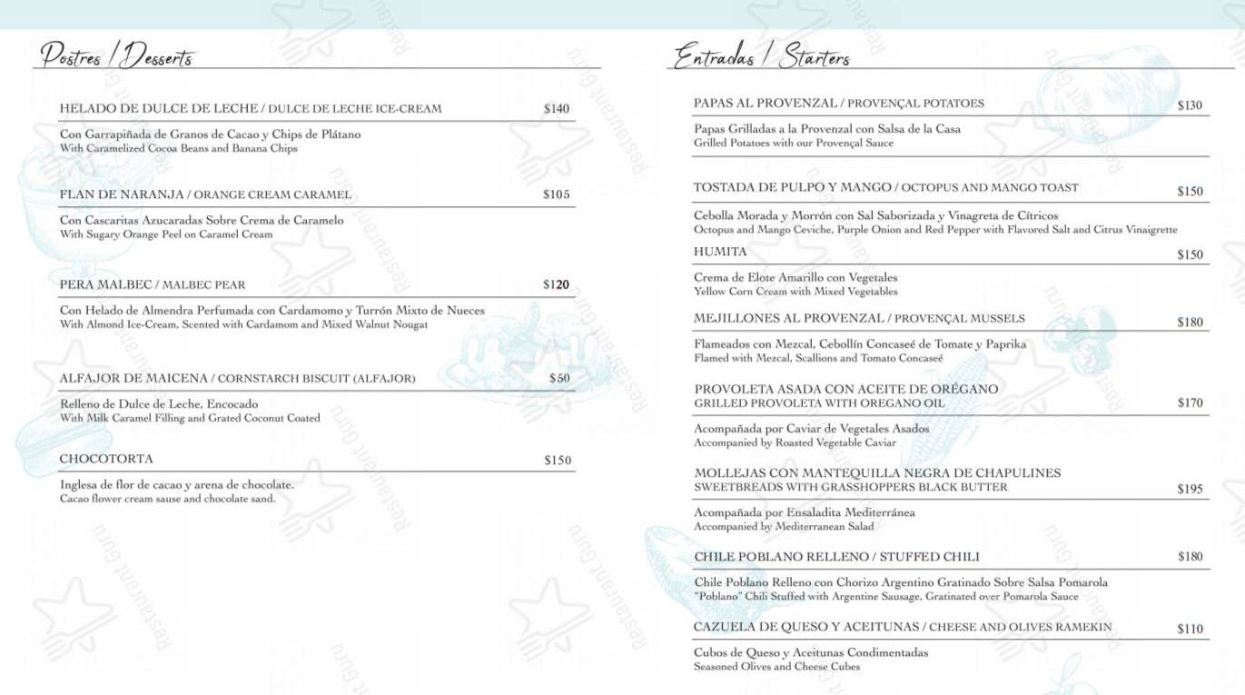 Menu at FILOMENA Restaurante Argentino-Fusión, Puerto Escondido, Benito ...