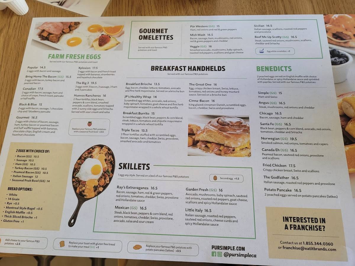 Menu at Pür & Simple pub & bar, Waterloo