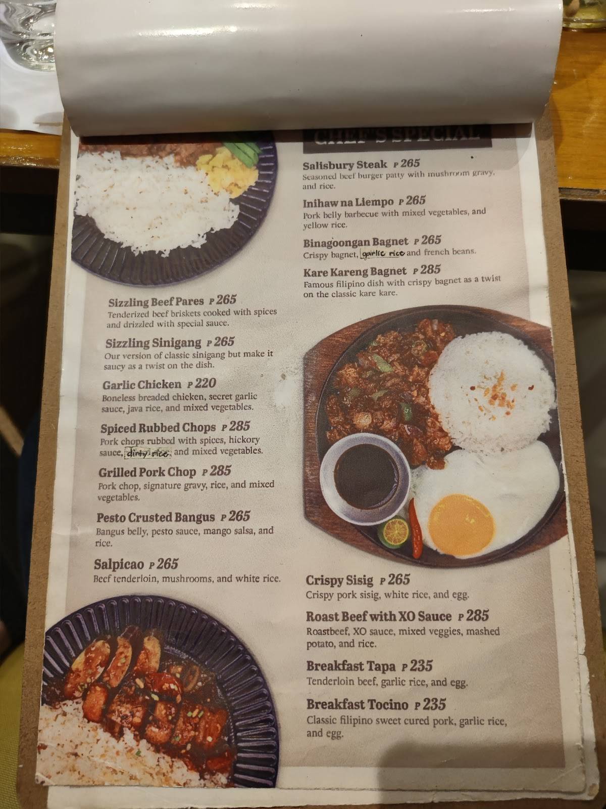 Menu at Cafe Dominique, Quezon City