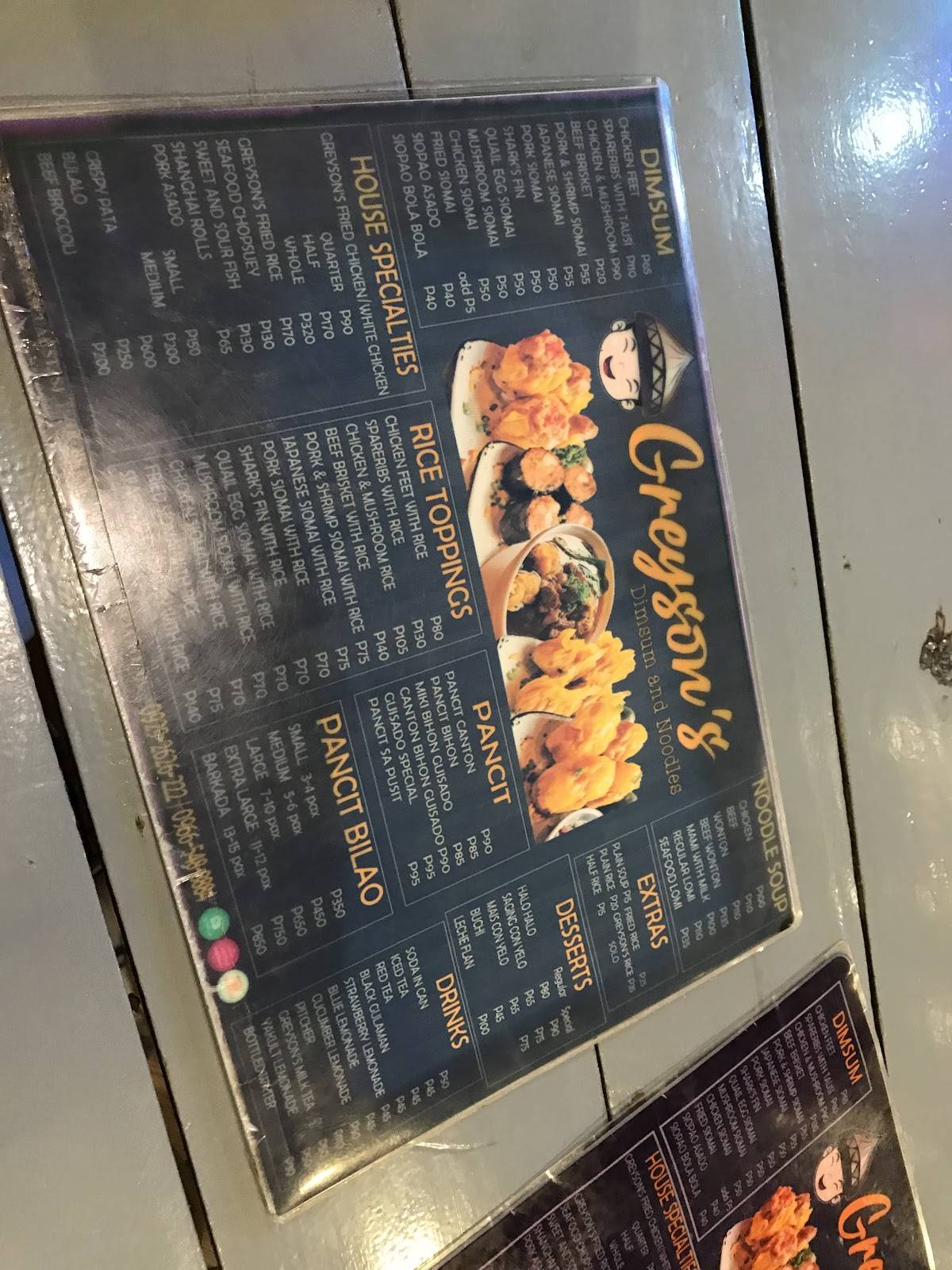 Menu at Greyson's Dimsum and Noodles - SAN JUAN BRANCH restaurant, San Juan