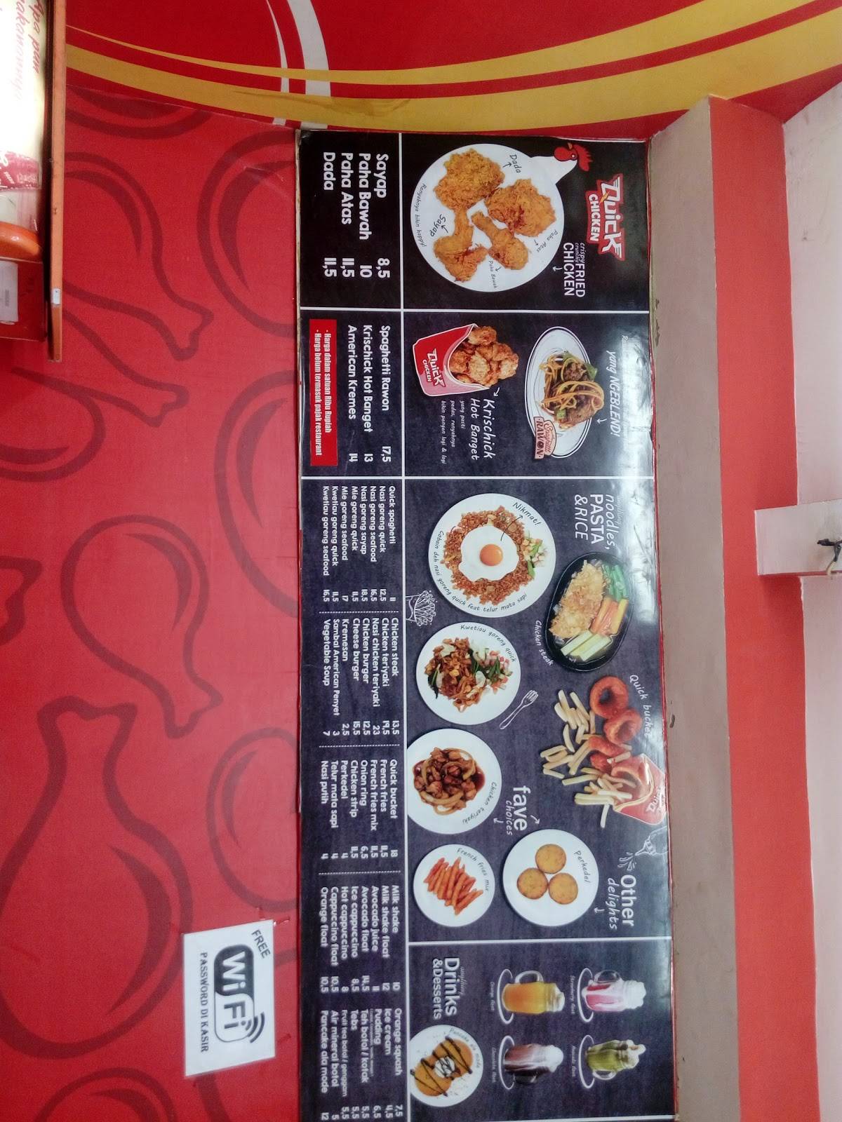 Carta del restaurante Quick Chicken Kenanga, Jember