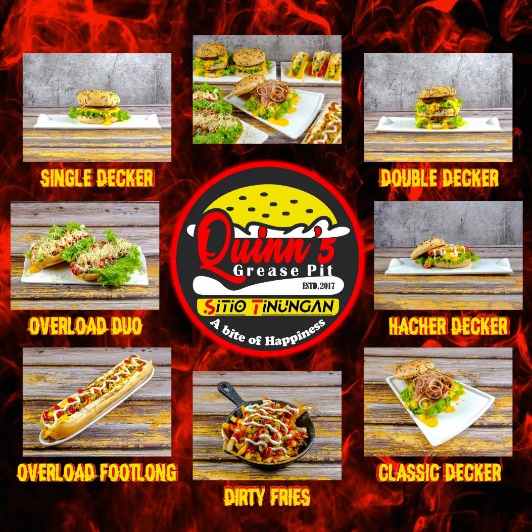 Menu at Quinn's Grease Pit Sitio Tinungan restaurant, General Trias