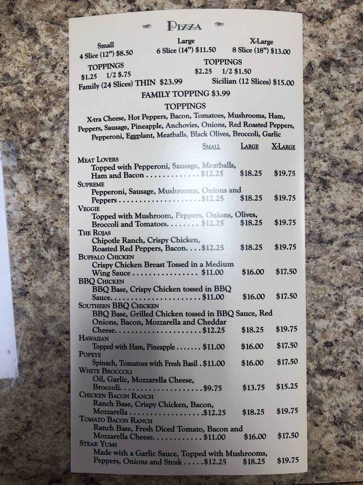 Menu at R Pizza House restaurant, Selkirk
