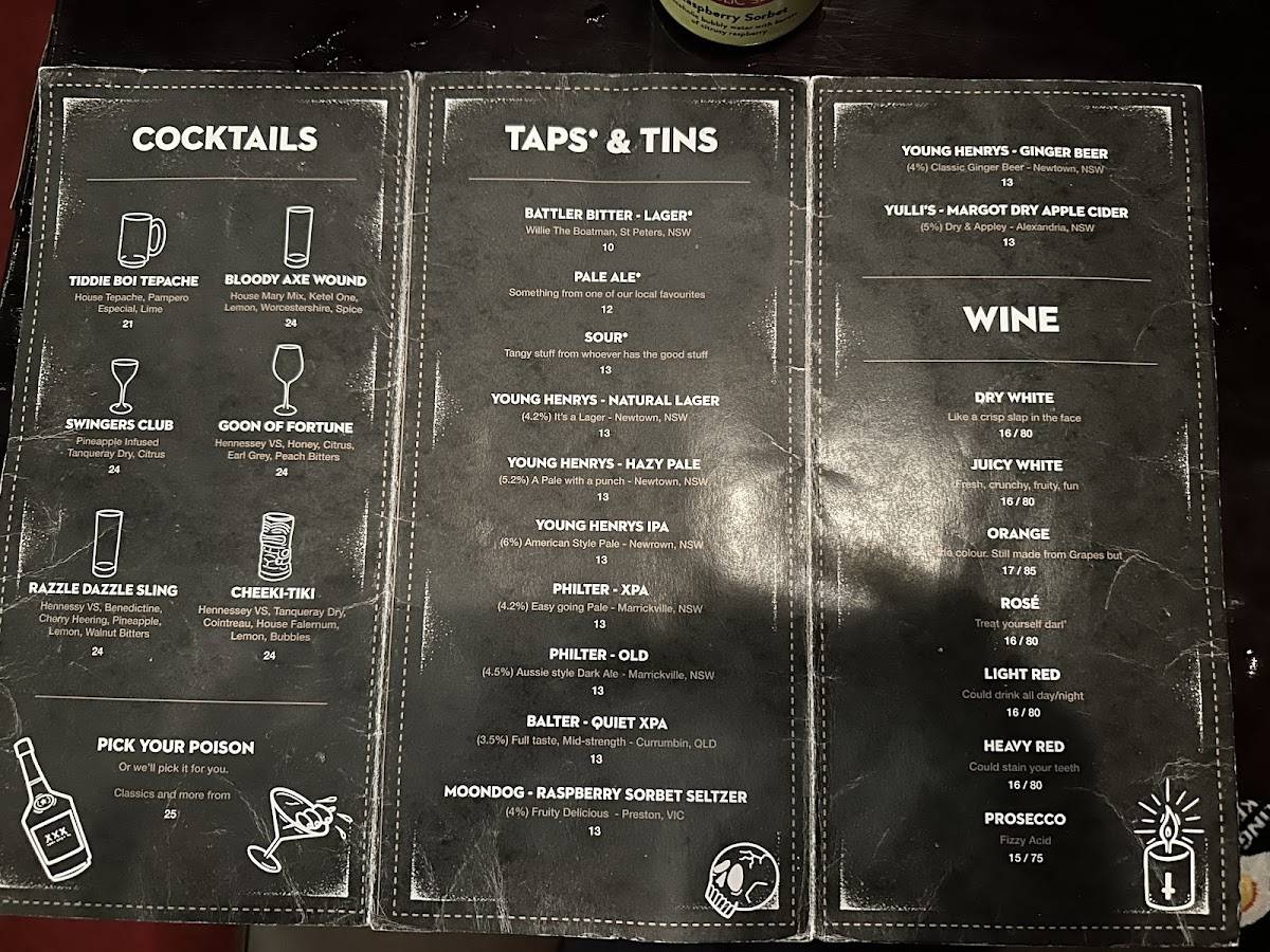 Menu at RAMBLIN RASCAL pub & bar, Sydney
