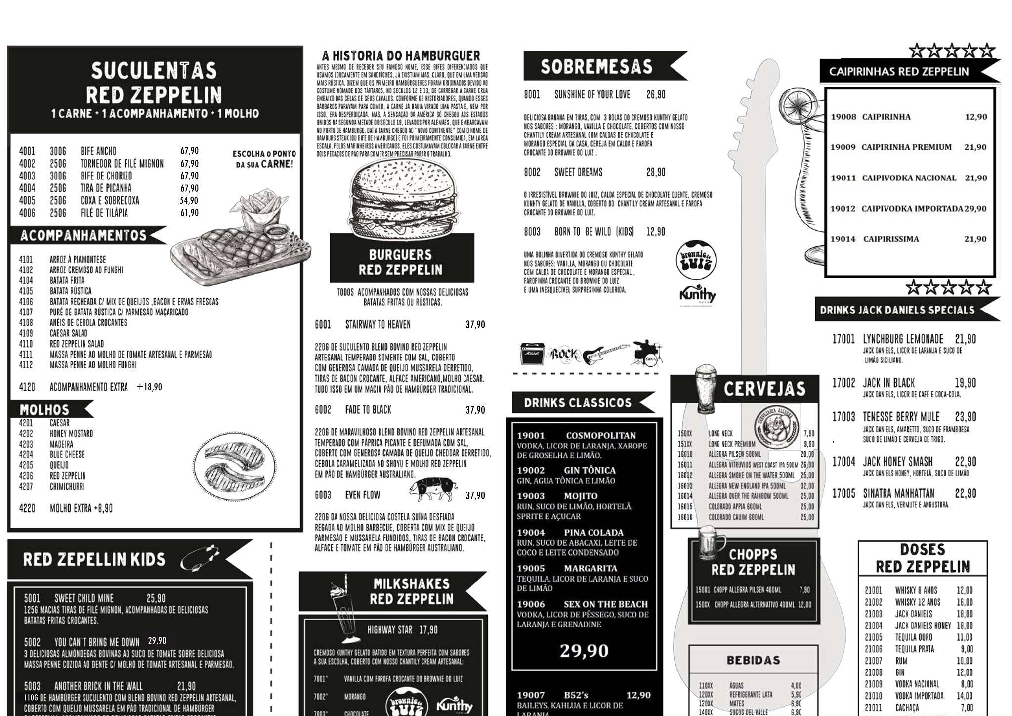 Menu em RED ZEPPELIN STEAKHOUSE, Rio de Janeiro, Estrada dos Bandeirantes