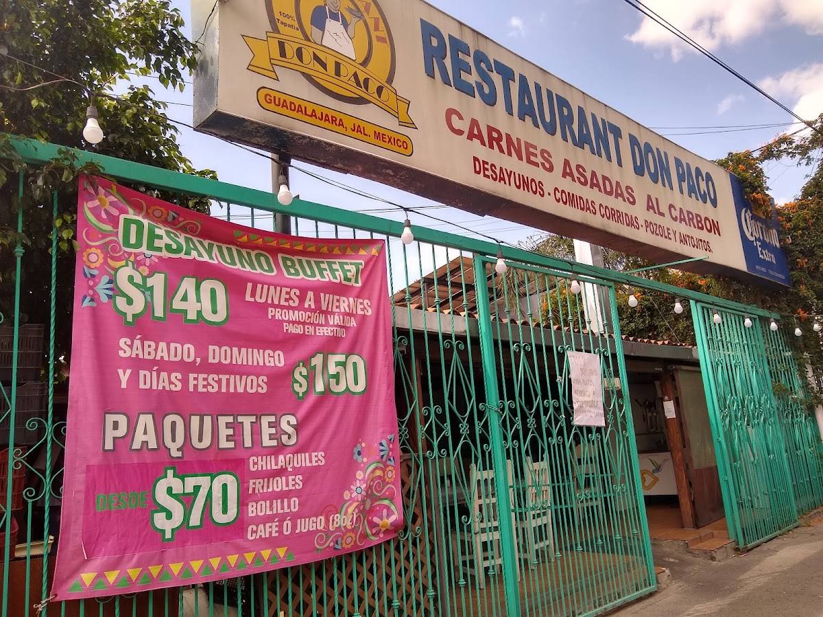 Carta de RESTAURANT DON PACO, Zapopan, Av. Nicolás Copérnico 3673