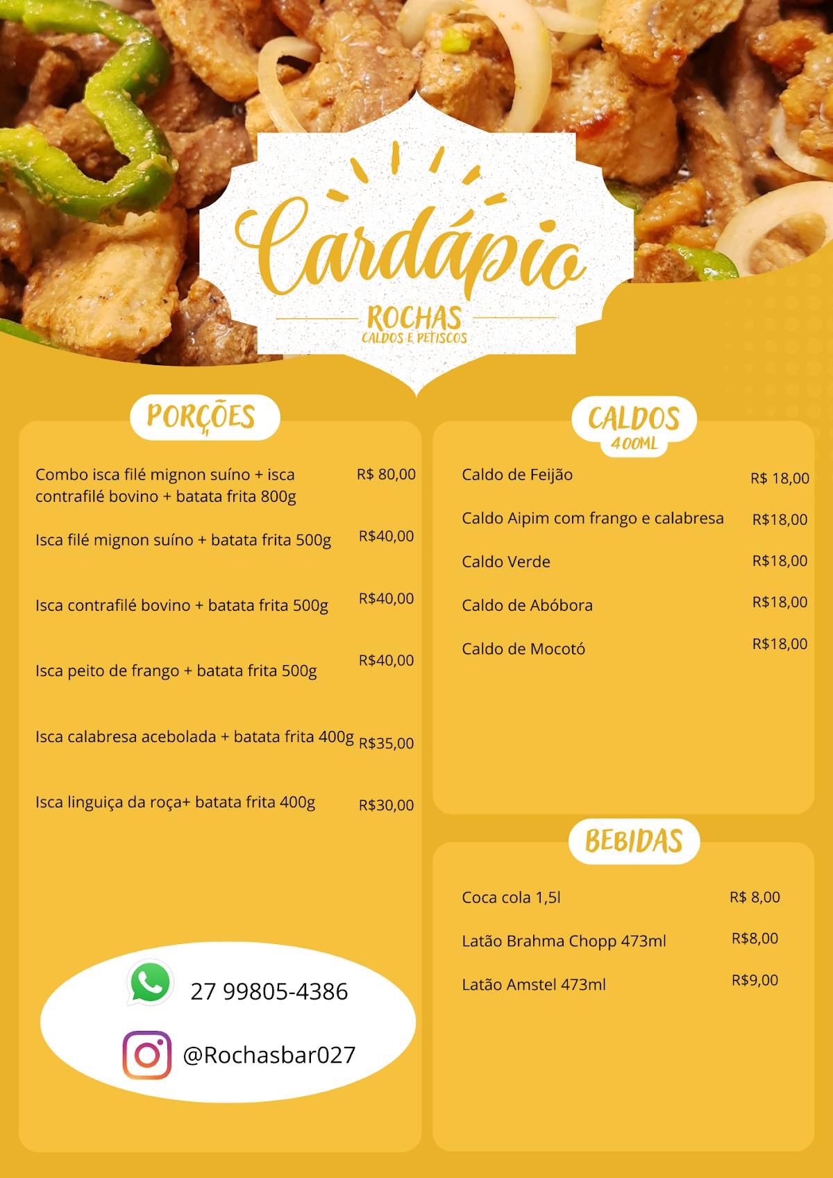Menu em ROCHA'S CALDOS E PETISCOS restaurante, Serra